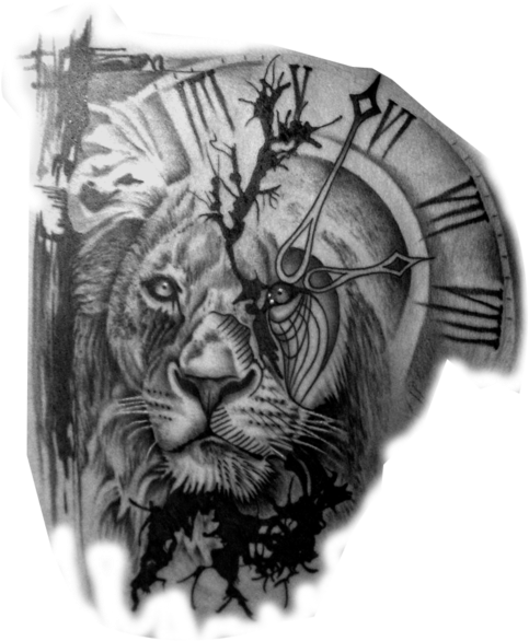 Download Tattoo Png Tumblr Picture Freeuse Download - Lion And Clock ...