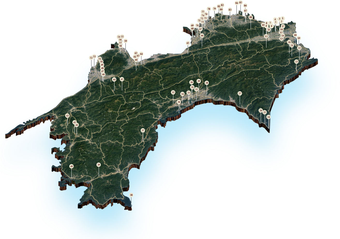 Download Shikoku Map Of The 88 Temples - Leaf Vegetable - Full Size PNG ...