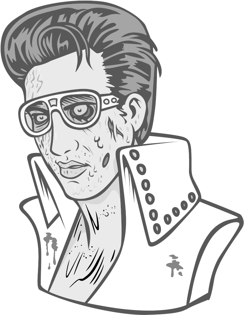 Download Large Bw Zombie Elvis - Drawing - Full Size PNG Image - PNGkit