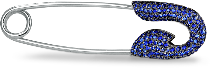 Download White Gold Safety Pin With Blue Sapphires - Blue Safety Pin ...