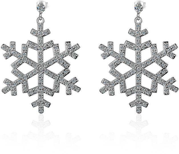 Download Women's 925 Sterling Silver Zircon Big Snowflake Stud - Snowflake - Full Size PNG Image ...