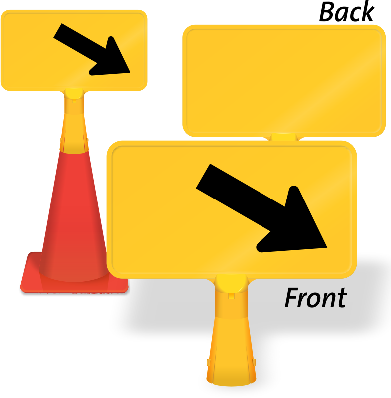 Download Downward Diagonal Right Arrow Coneboss Sign - Traffic Cone ...