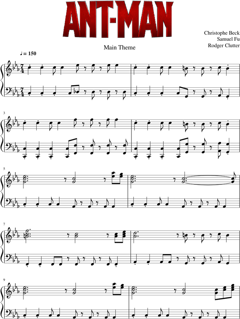 Download Main Theme - Ant-man - Christophe Beck - Piano Solo - Ant Man ...