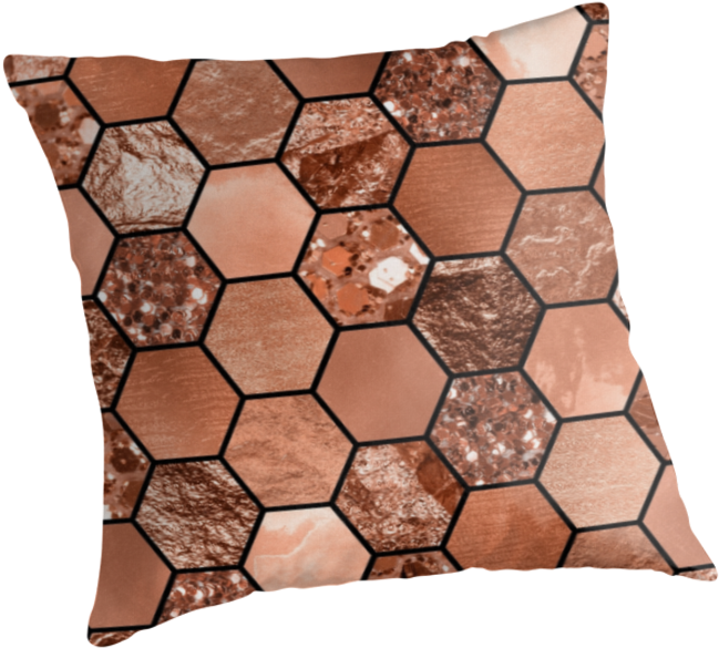 Download Rose Gold Hexaglam Throw Pillows By Peggieprints Redbubble - Cushion - Full Size PNG ...