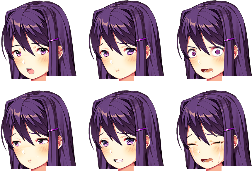 Download Ddlc - Ddlc Yuri Face Sprites - Full Size PNG Image - PNGkit