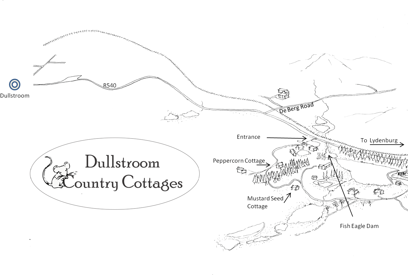 Download Dullstroom Country Cottages Map Plus Words - Drawing - Full ...