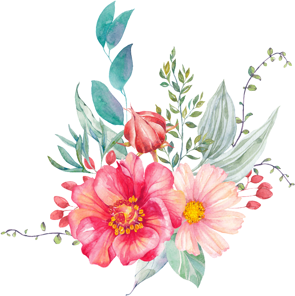 Download Hand Painted Safflower Green Leaf Flower Decoration - Full ...