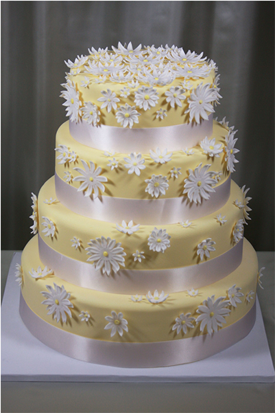 Download Tiered Daisy Wedding Cake - Daisy Sheet Cake - Full Size PNG ...