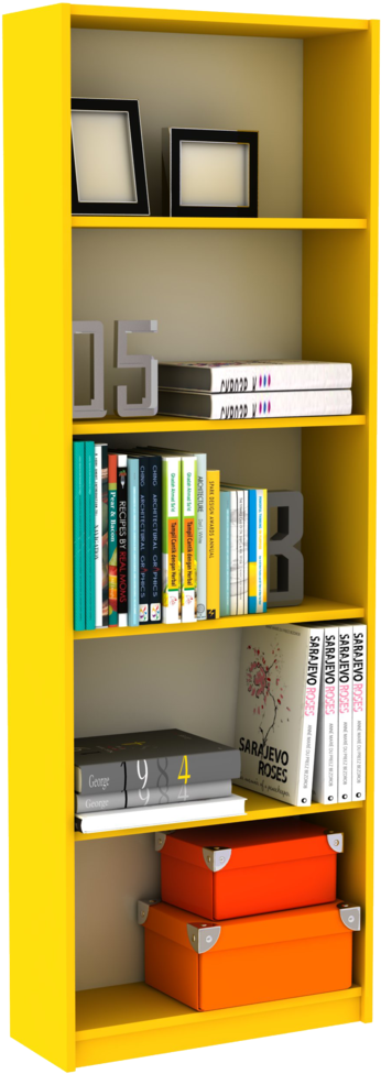 Download 5 Tier Yellow Bookcase/bookshelf - Yellow Bookcase - Full Size ...