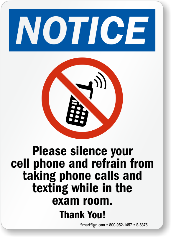 Download Silence Your Cell Phone Exam Room Sign - Dont Text And Drive ...