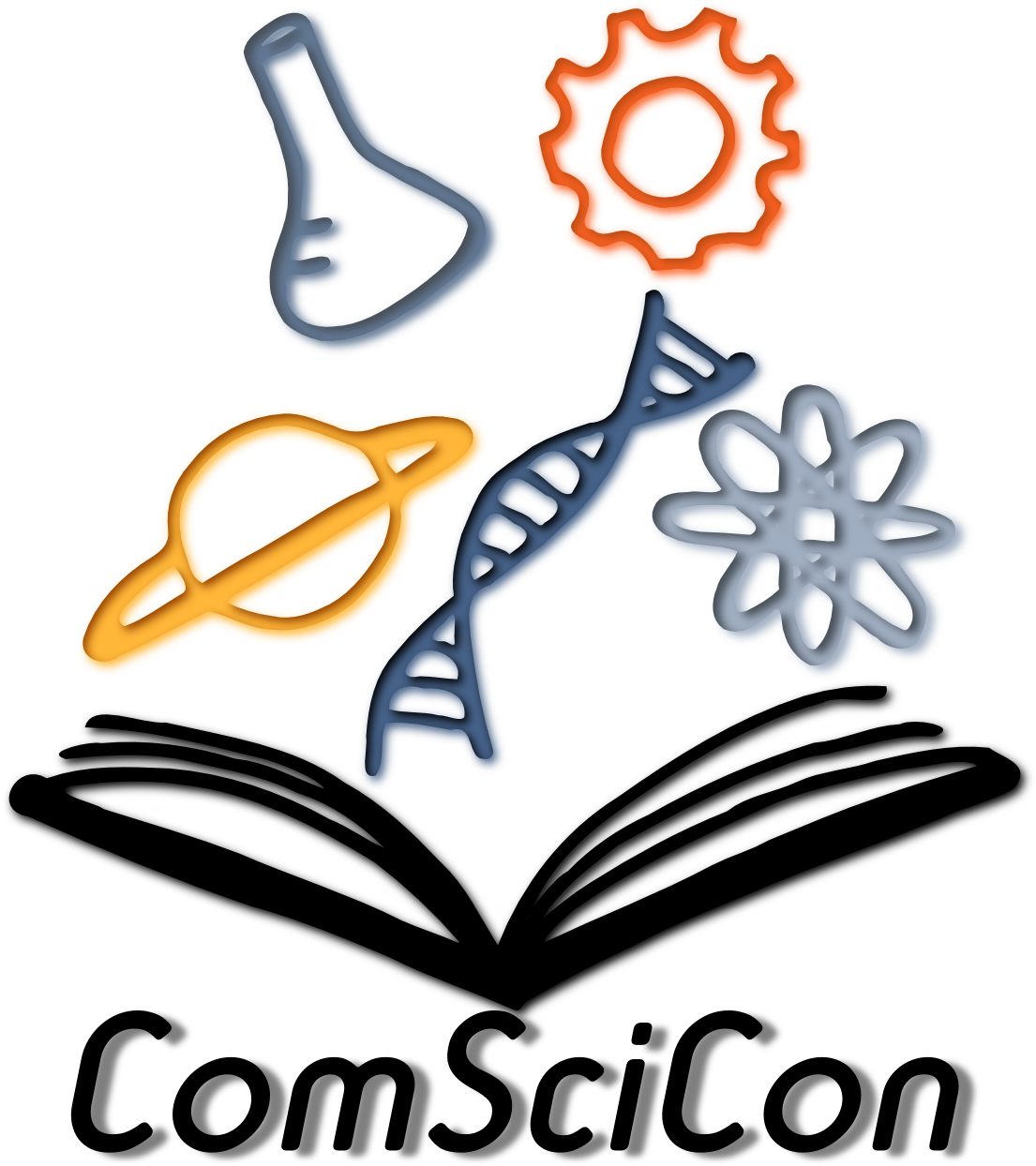 Download Comscicon Logo Showing An Open Book With A Beaker And ...
