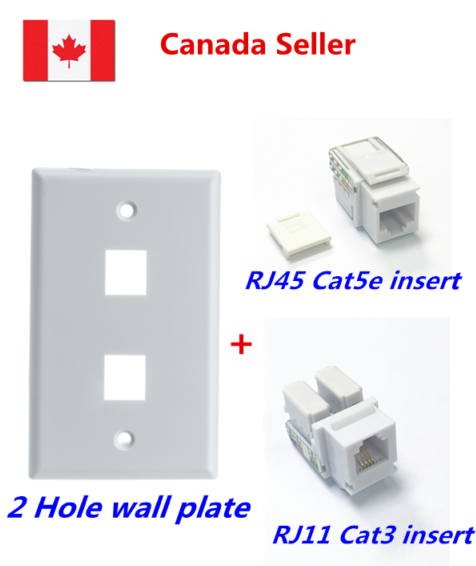 Download 2 Hole Network Cat6 Cat5e Cat3e Wall Plate Jack W/rj45 ...