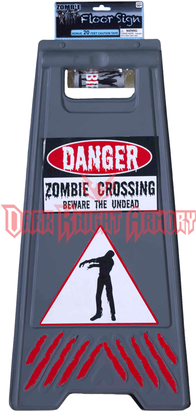 Download Zombie Floor Sign With Caution Tape - Danger Zombie Crossing ...