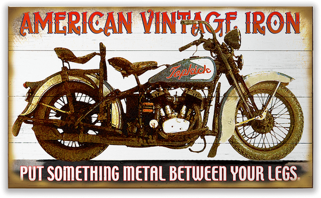 Download American Vintage Iron, Motorcycle Sign Old Wood Signs ...
