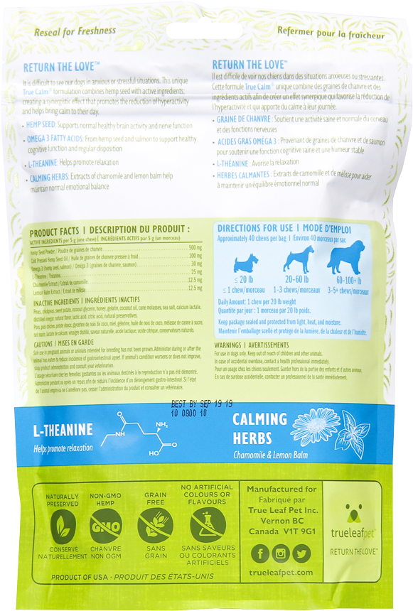 Download True Hemp™ Chews • Calming - True Hemp Calming Sticks Label ...