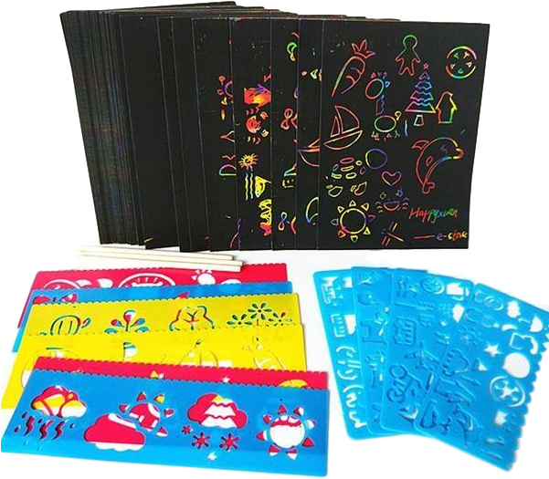 Download Rainbow Color Scratch Art - Stencil - Full Size PNG Image - PNGkit