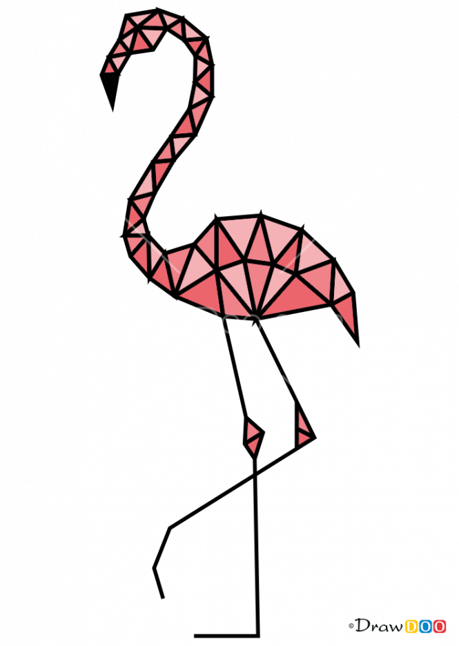 Download 665 X 936 3 - Geometric Animals Flamingo - Full Size PNG Image ...