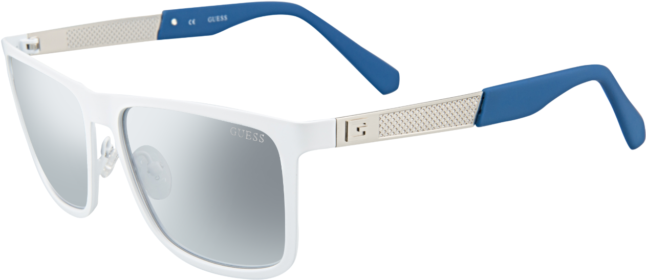 Download The Silver Mirror Lenses And Guess Logo Along The Temples ...