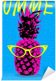 Download Summer Design Of Pineapple With Hipster Glasses Wall - Art ...
