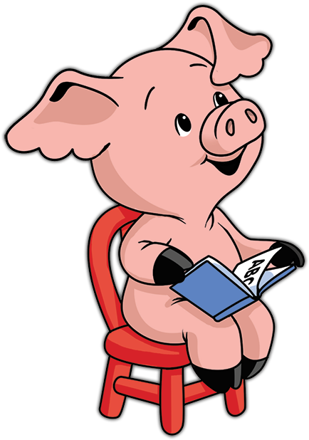 Download The Reading Pig Goes To The Library - Pig Reading Cartoon ...
