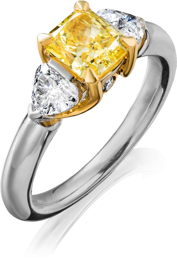 Download Natural Fancy Vivid Yellow Diamond Ring With Heart - Pre ...