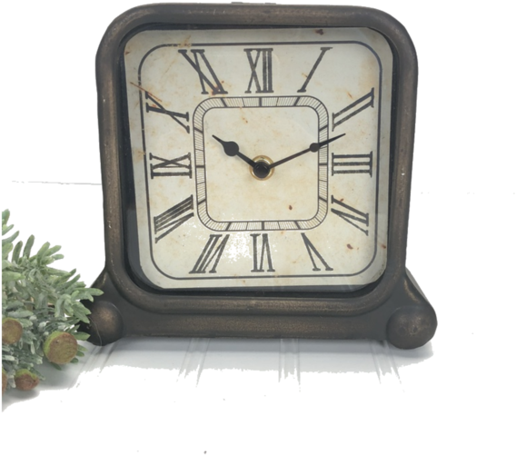 Download Vintage Inspired Square Clock - Quartz Clock - Full Size PNG ...