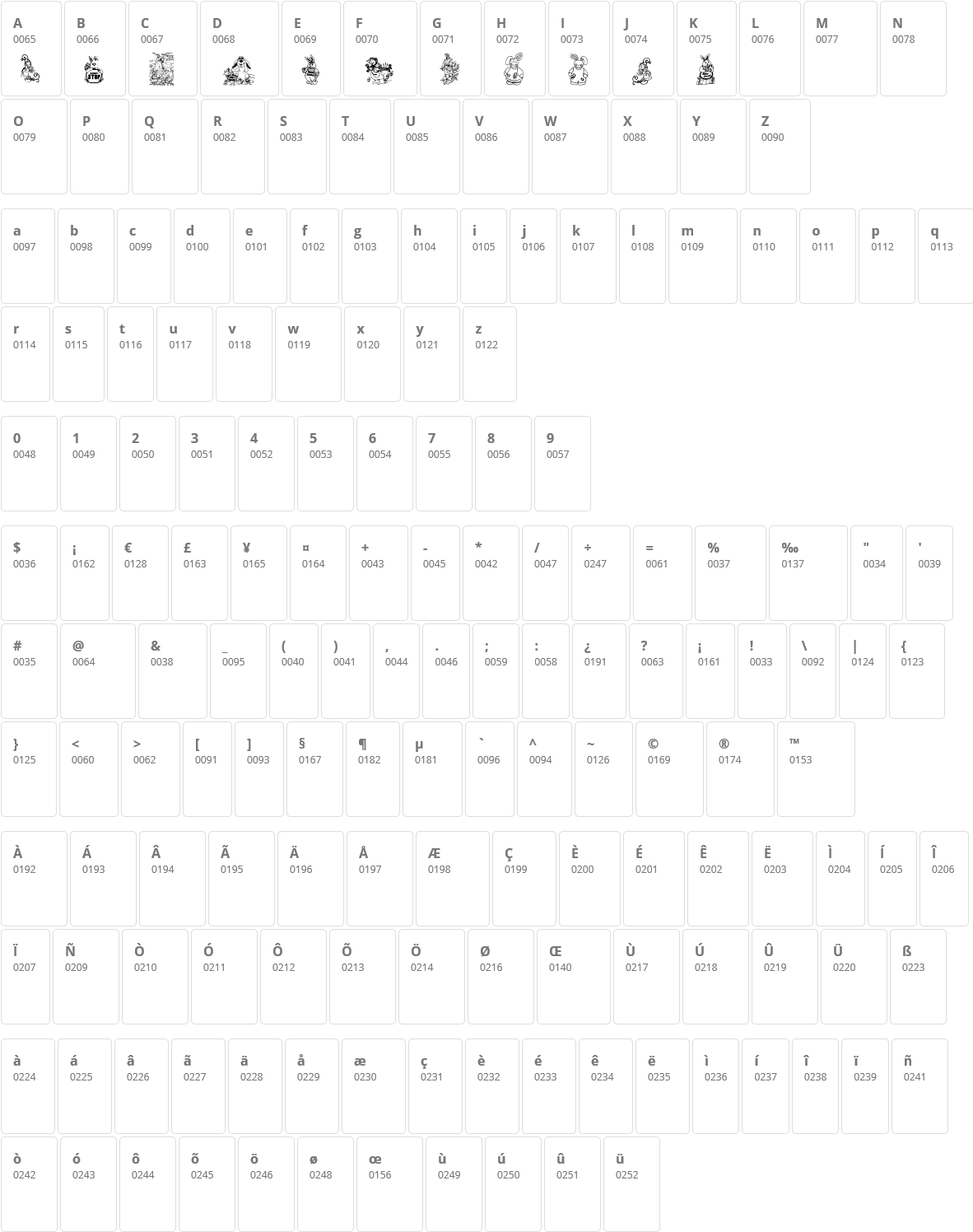 Download Baby's Breath Easter Character Map - Lassus Font Character Map ...