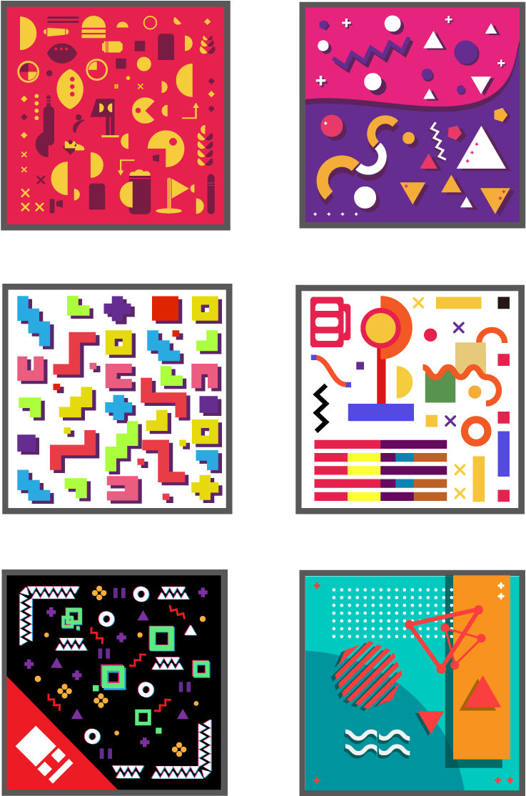 Download Memphis Art Geometry High Saturation Vector Png And - Graphic ...