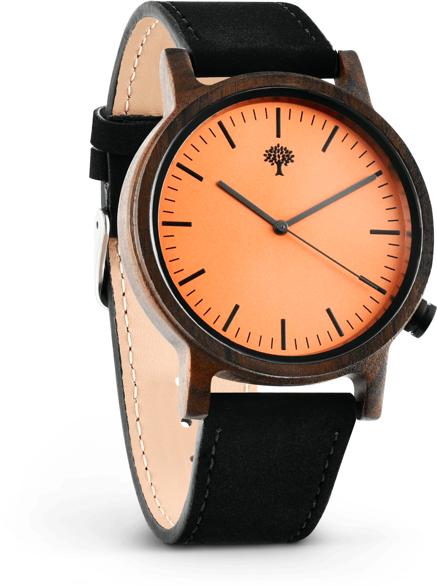 Download The Gaston Wood Watch Chanate Wood Orange Black Leather ...