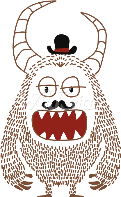 Download Monster With Mustache And Hat - Illustration - Full Size PNG ...