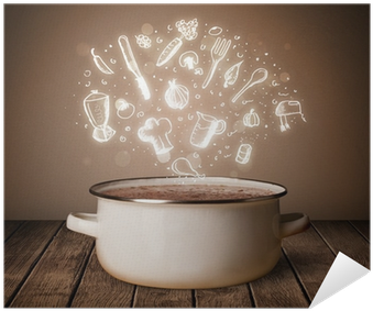Download Cooking Icons Coming Out From Cooking Pot Poster • - Simbolos ...