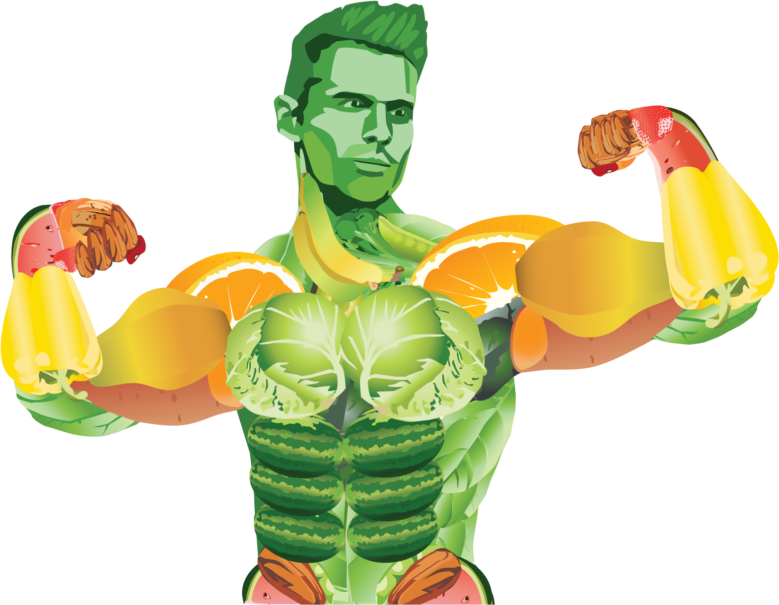 Download Vegan Strong - Muscle Man - Illustration - Full Size PNG Image ...