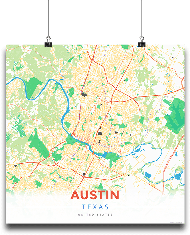 Download Premium Map Poster Of Austin Texas - Atlas - Full Size PNG ...