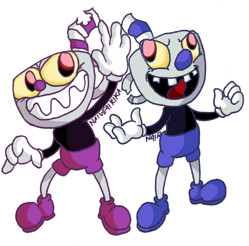 Download Cuphead Drawing Fan Art - Cuphead And Mugman Evil Cups - Full ...