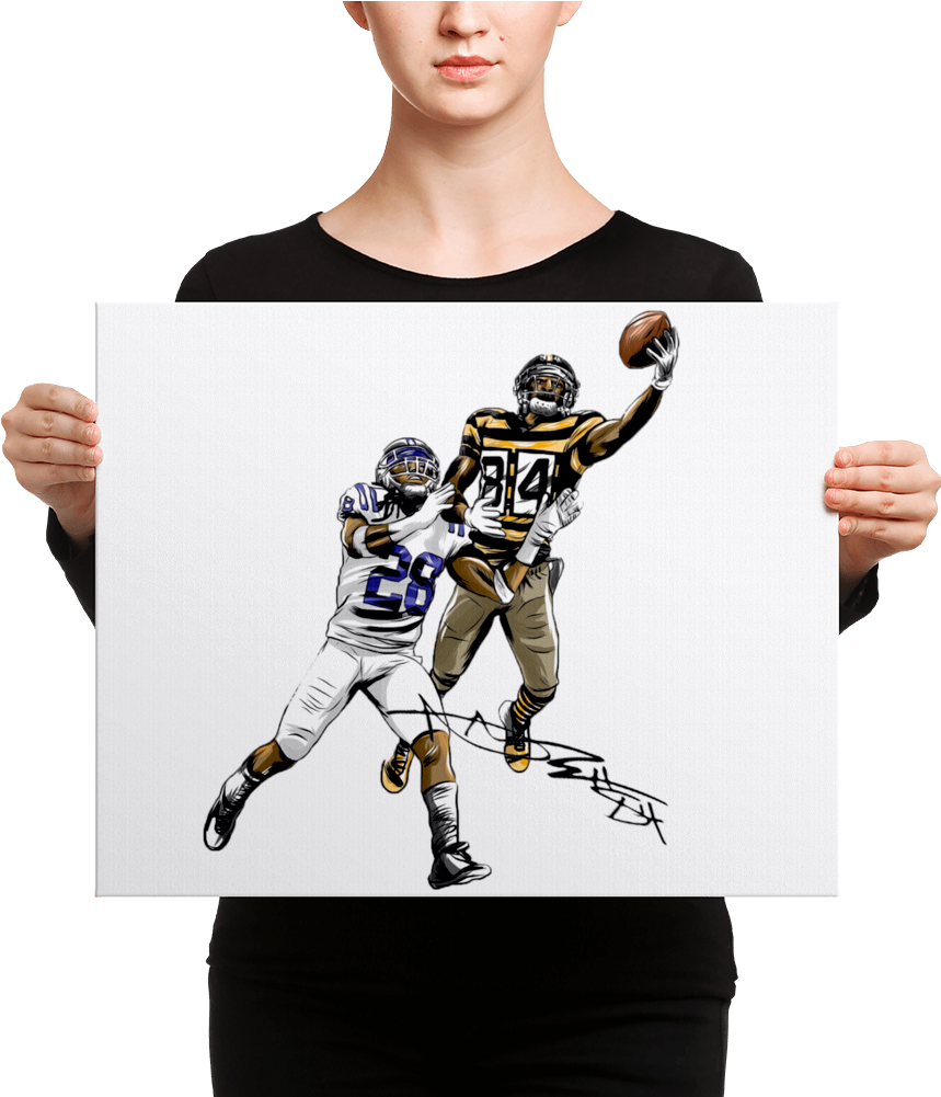 Download Antonio Brown Interception Signature Art Canvas - Canvas ...