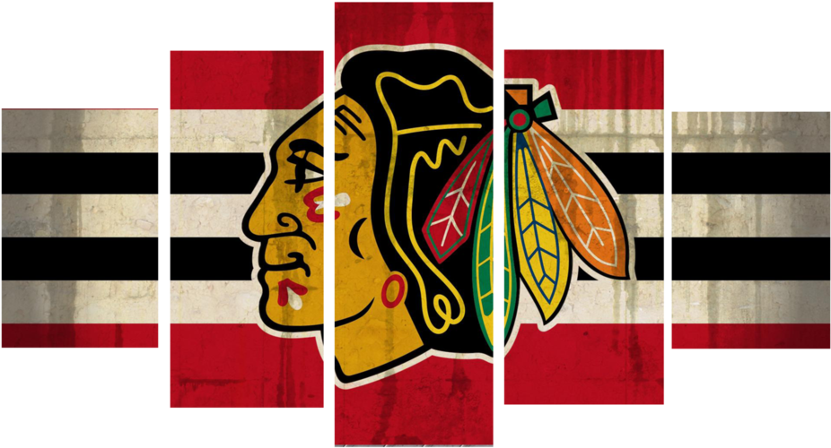 Download Hd Printed Chicago Blackhawks Hockey Logo 5 Pieces - Full Size ...