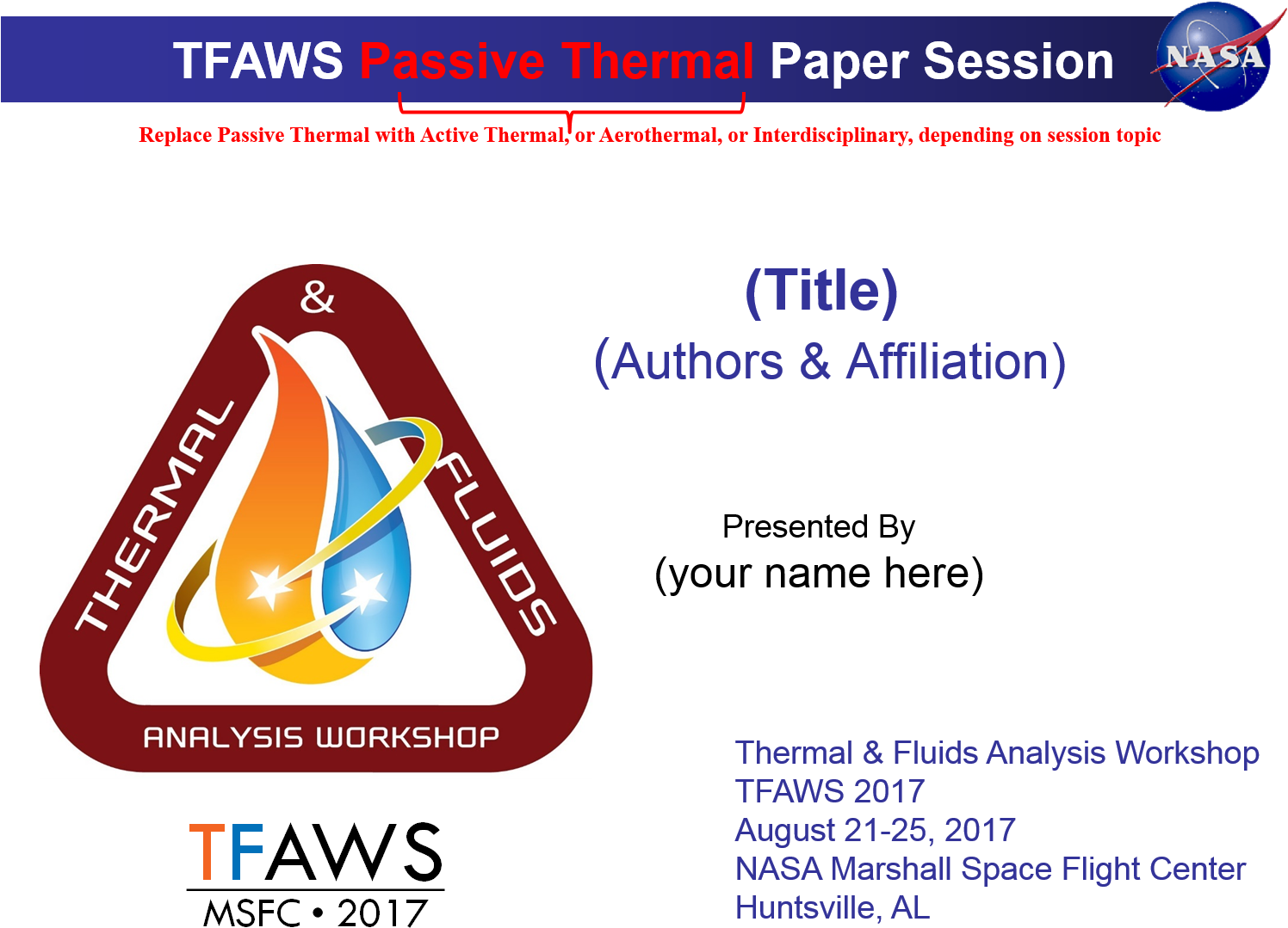 Download Tfaws 2017 Presentation Template - Nasa - Full Size PNG Image ...