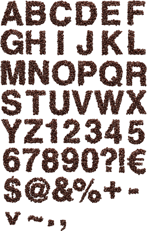 Download Coffee Beans Font Alphabet - Block Letters - Full Size PNG ...