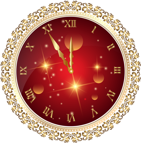 Download Red New Year's Clock Png Transparent Clip Art Image - Nye ...