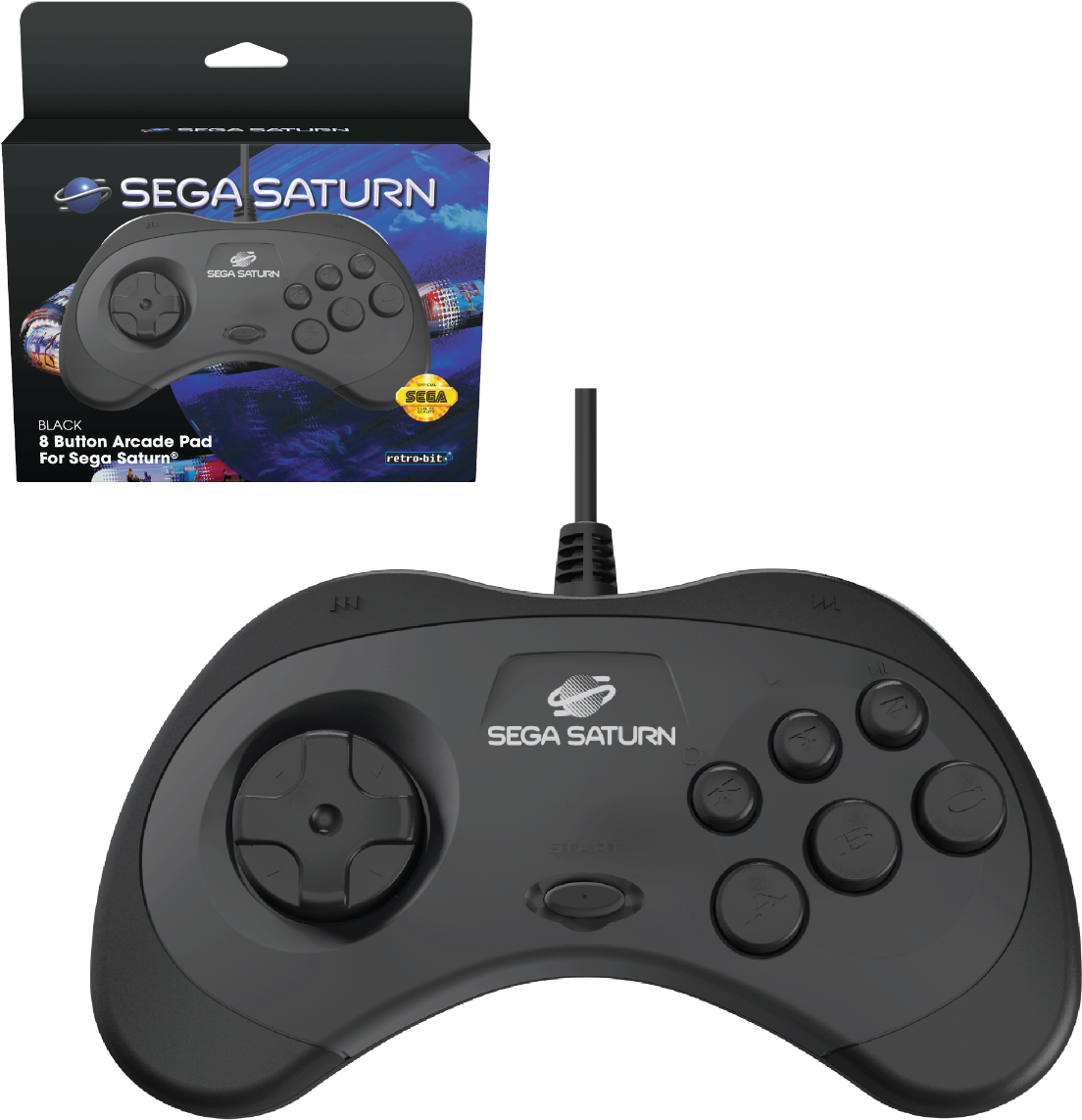 Download Sega Saturn 8-button Arcade Pad - Retro-bit Saturn Controller ...