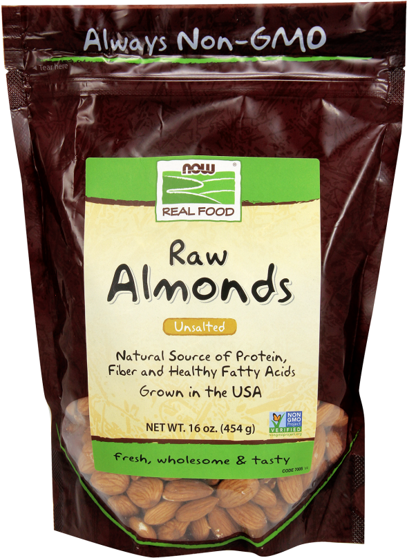 Download Almonds, Raw - Now Foods - Raw Almonds Unsalted - 16 Oz. - Full Size PNG Image - PNGkit