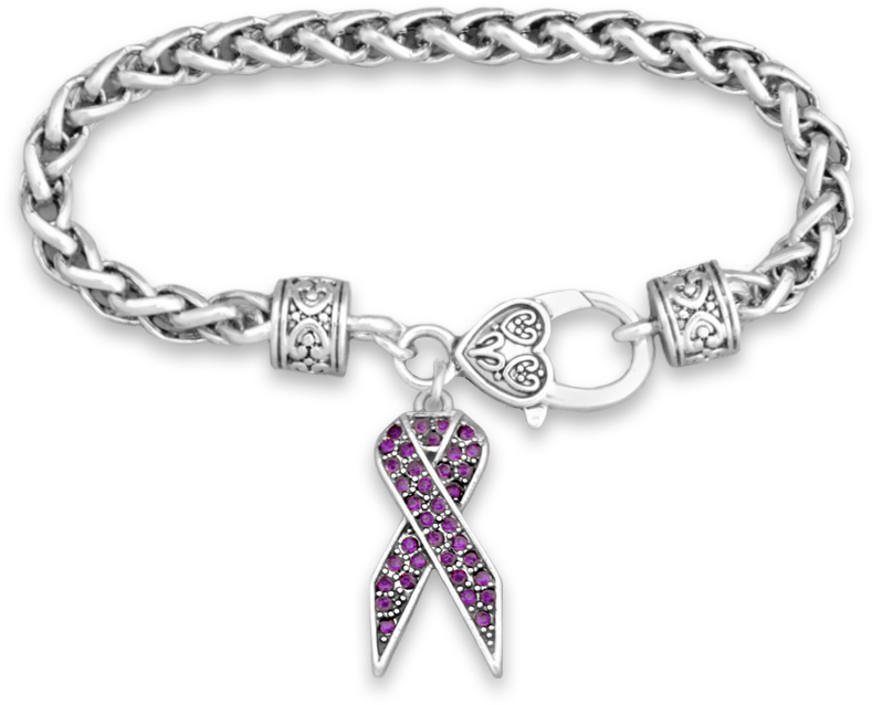 Download Crystal Purple Ribbon Lupus Awareness Silver Braided - Hatter ...