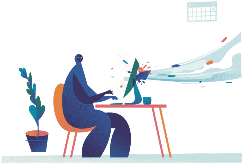 Download Person Siting Typing In A Computer Screen, A Rush Of ...