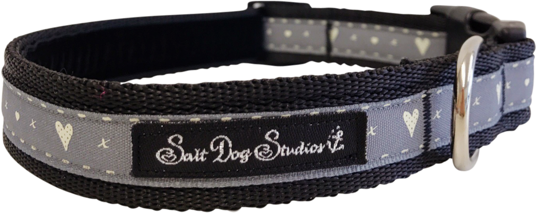Download Black Hearts And Kisses Ribbon Dog Collar - Strap - Full Size ...